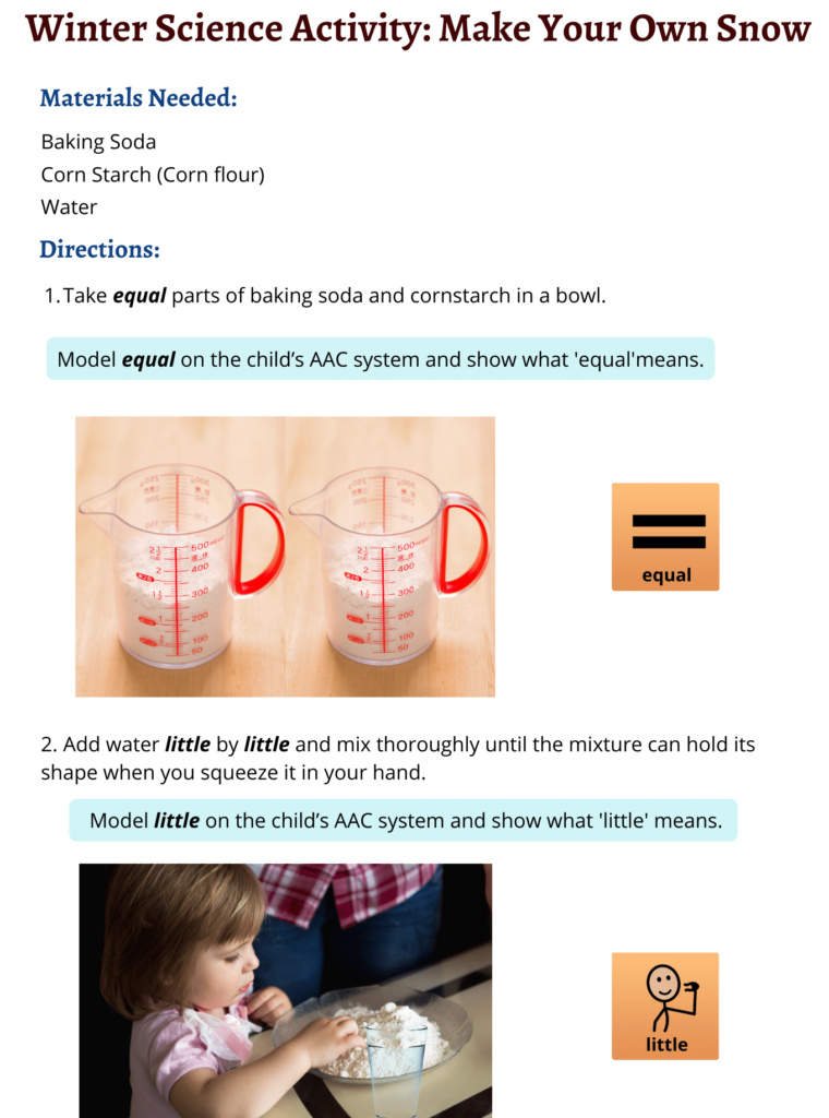 Winter Science Activity for AAC Learners - DIY SNOW - Avaz Inc.